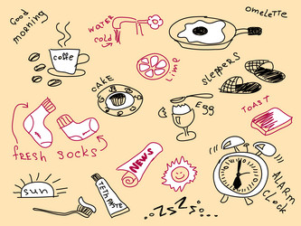 Hand drawn morning doodles Royalty Free Vector Image