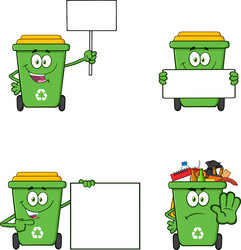 Green recycle trash bin cartoon character Vector Image