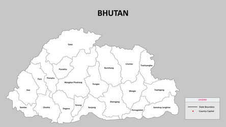 Mongar state and regions map highlighted Vector Image