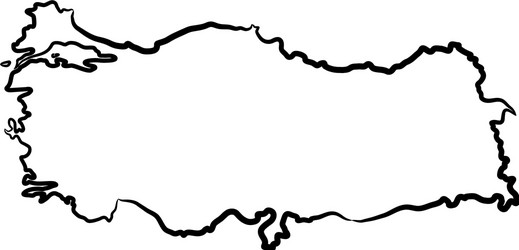 Turkey map of black contour curves Royalty Free Vector Image