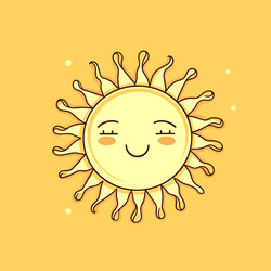 Sun hand-drawn comic doodle style cartoon Vector Image
