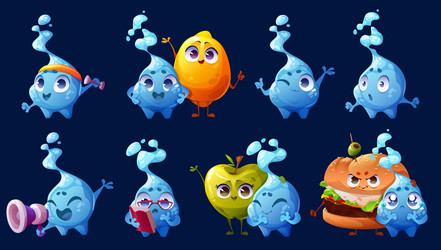 Water drop cartoon character Royalty Free Vector Image