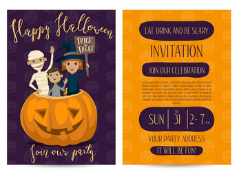 Halloween party invitation design with kids Vector Image