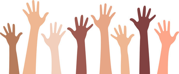 Hand up of crowd silhouette of people raised Vector Image