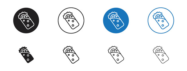 Shawarma icon set burrito grill food wrap symbol Vector Image