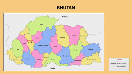 Mongar state and regions map highlighted Vector Image