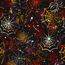 Grunge pattern with spiders spiderweb Royalty Free Vector