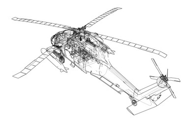 Close-up helicopter outline drawing Royalty Free Vector