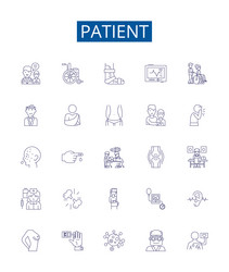 Patient line icons signs set design collection Vector Image