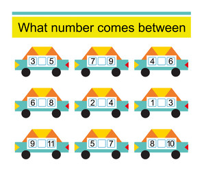 What number comes between math worksheets Vector Image