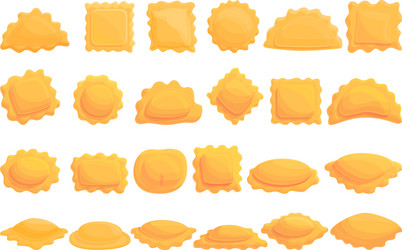 Ravioli icons set cartoon Royalty Free Vector Image