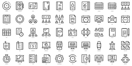 Calendar line icons collection schedule - agenda Vector Image