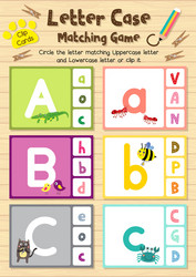 Worksheet matching letter case vwx Royalty Free Vector Image