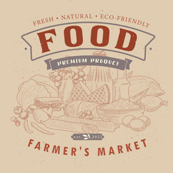 Food store label design Royalty Free Vector Image