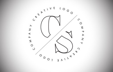 White letters cs c s logo with leading lines Vector Image