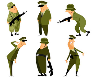 Army cartoon man soldiers in uniform military Vector Image