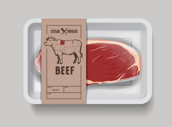 Premium quality beef meat packaging design layout Vector Image