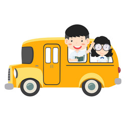 Children riding on school bus Royalty Free Vector Image