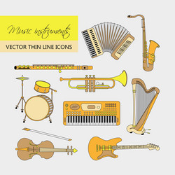 Isolated set musical instruments Royalty Free Vector Image