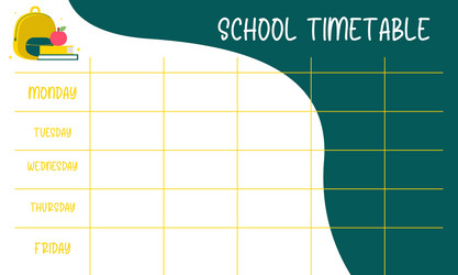 School timetable poster template Royalty Free Vector Image