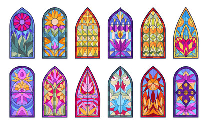 Mosaic church windows cartoon stained glass Vector Image