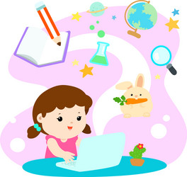 Kids learning online education Royalty Free Vector Image