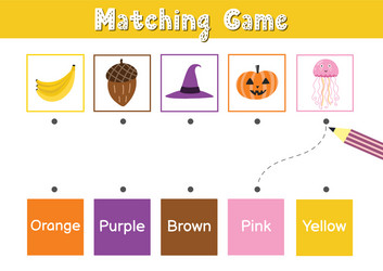 Educational children game match objects by color Vector Image