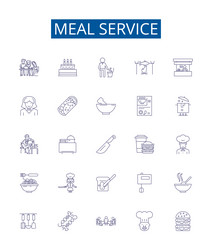 Meal service line icons signs set design Vector Image