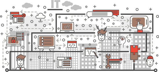 Thin line computer science poster banner Vector Image