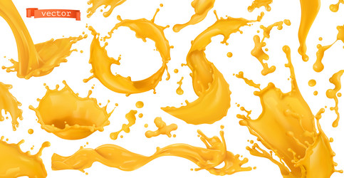 Orange paint splash mango pineapple papaya juice Vector Image