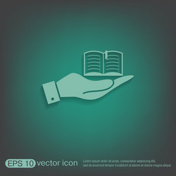 Hand holding a open book sign Royalty Free Vector Image