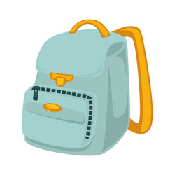 School backpack in blue and yellow colors isolated