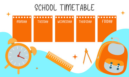 School timetable poster template Royalty Free Vector Image