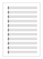Blank a4 music notes with treble clef Royalty Free Vector