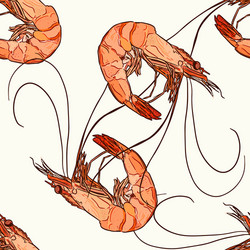 Hand drawn seafood seamless pattern shrimp Vector Image
