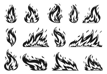 Campfire flame flat red hot fire burn shape Vector Image