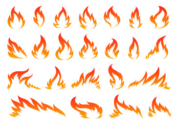 Campfire flame flat red hot fire burn shape Vector Image