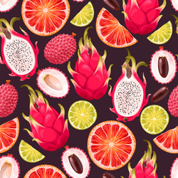 Brush grunge dragon fruit seamless pattern Vector Image
