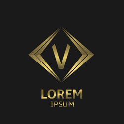 Golden gold v letter design logo icon Royalty Free Vector