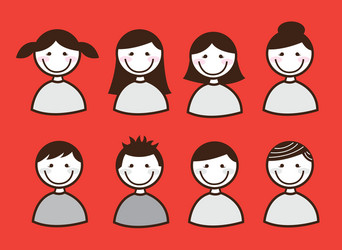 Cute people icons over red background Royalty Free Vector