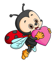 Happy ladybug is running and flying Royalty Free Vector
