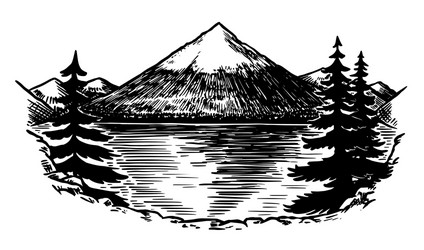 Japanese mountain fuji mount ink brush calligraphy