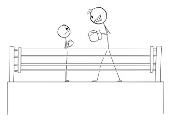 Person fighting with uneven enemy cartoon stick Vector Image