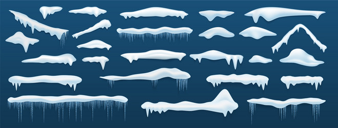 Snow cap ice set winter design snowy icicle roof Vector Image