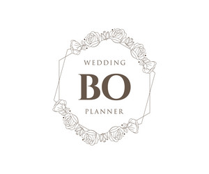 Bo initials letter wedding monogram logos Vector Image
