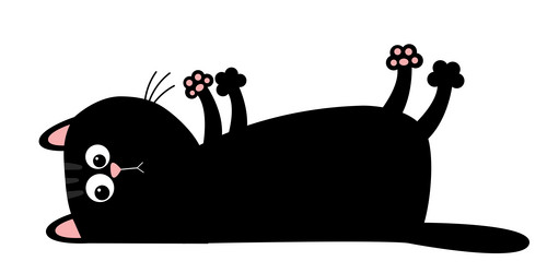 Cute cat lying on his back cartoon baby pet Vector Image