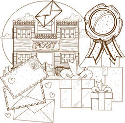 Wild west post office outline drawing for coloring