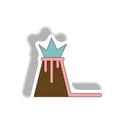In sticker design of volcano Royalty Free Vector Image