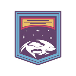 Space satellite label Royalty Free Vector Image