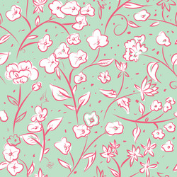 Tiny spring flowers doodle drawing pattern Vector Image